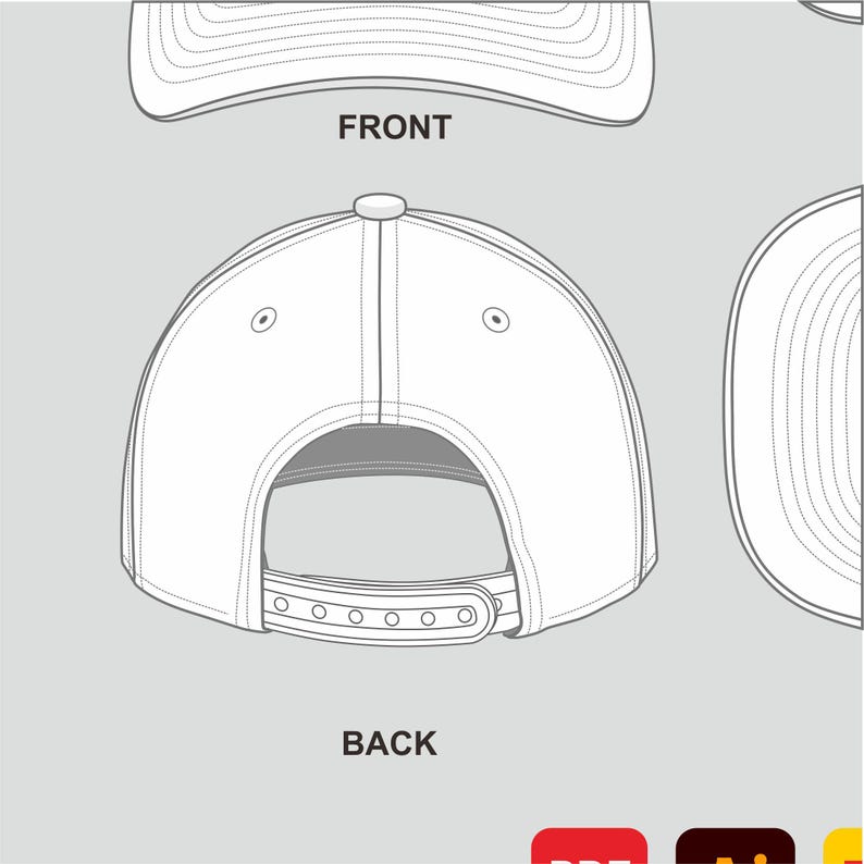 Baseball Snapback Cap Vector Mockup CAD Illustration - Etsy