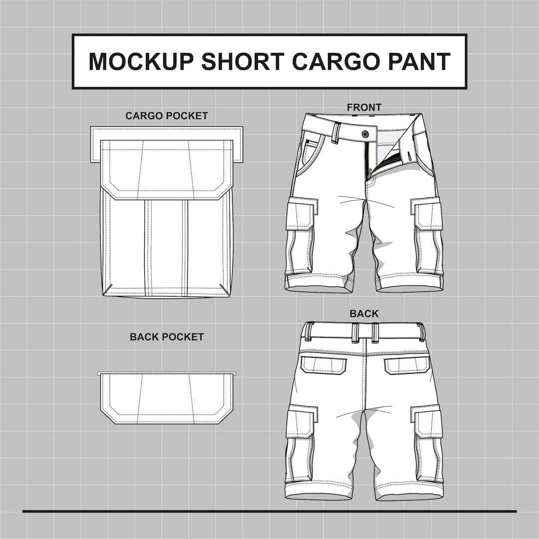 Vector Mockup Short Cargo Pant Template - Etsy