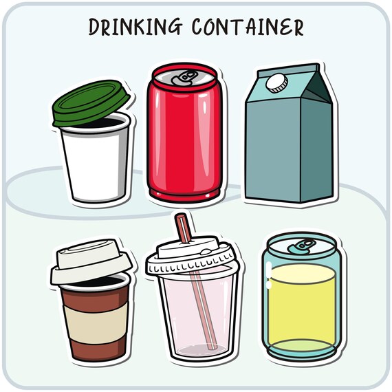 Drinking Container Glass Cup Soda Can Vector Pack - Etsy