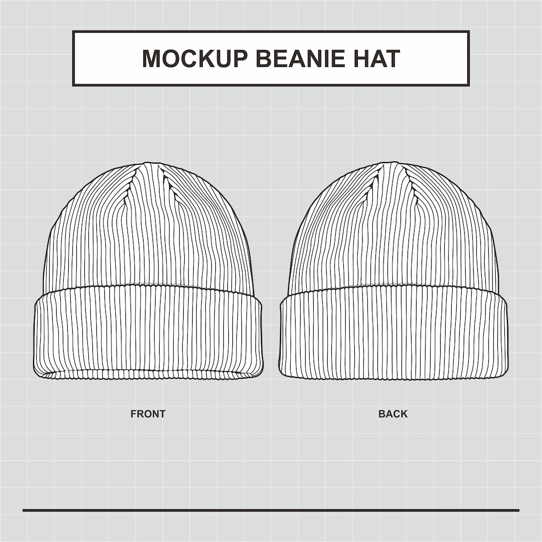 Mockup Beanie Hat Vector Illustrator - Etsy