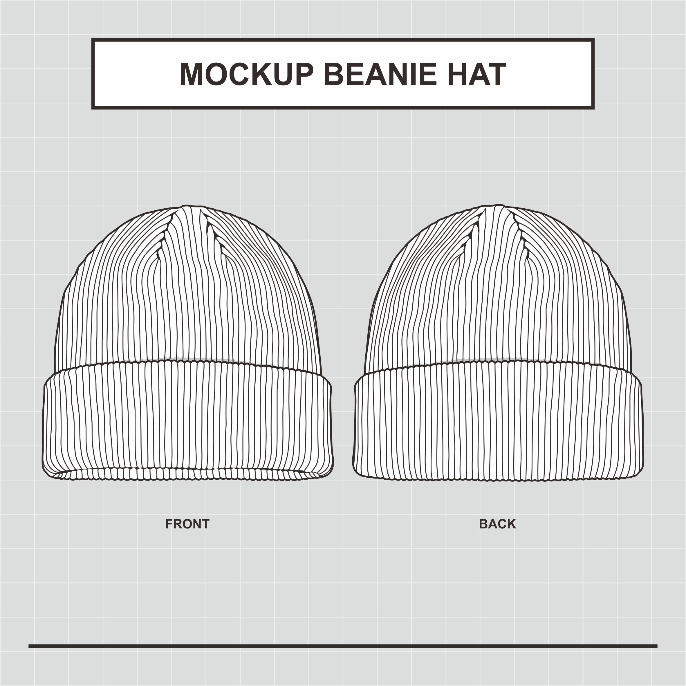 Mockup Beanie Hat Vector Illustrator - Etsy