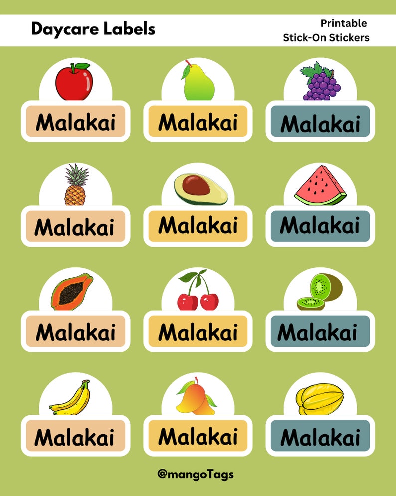 Daycare Labels Printable Canva Template School Supplies Labels Daycare ...