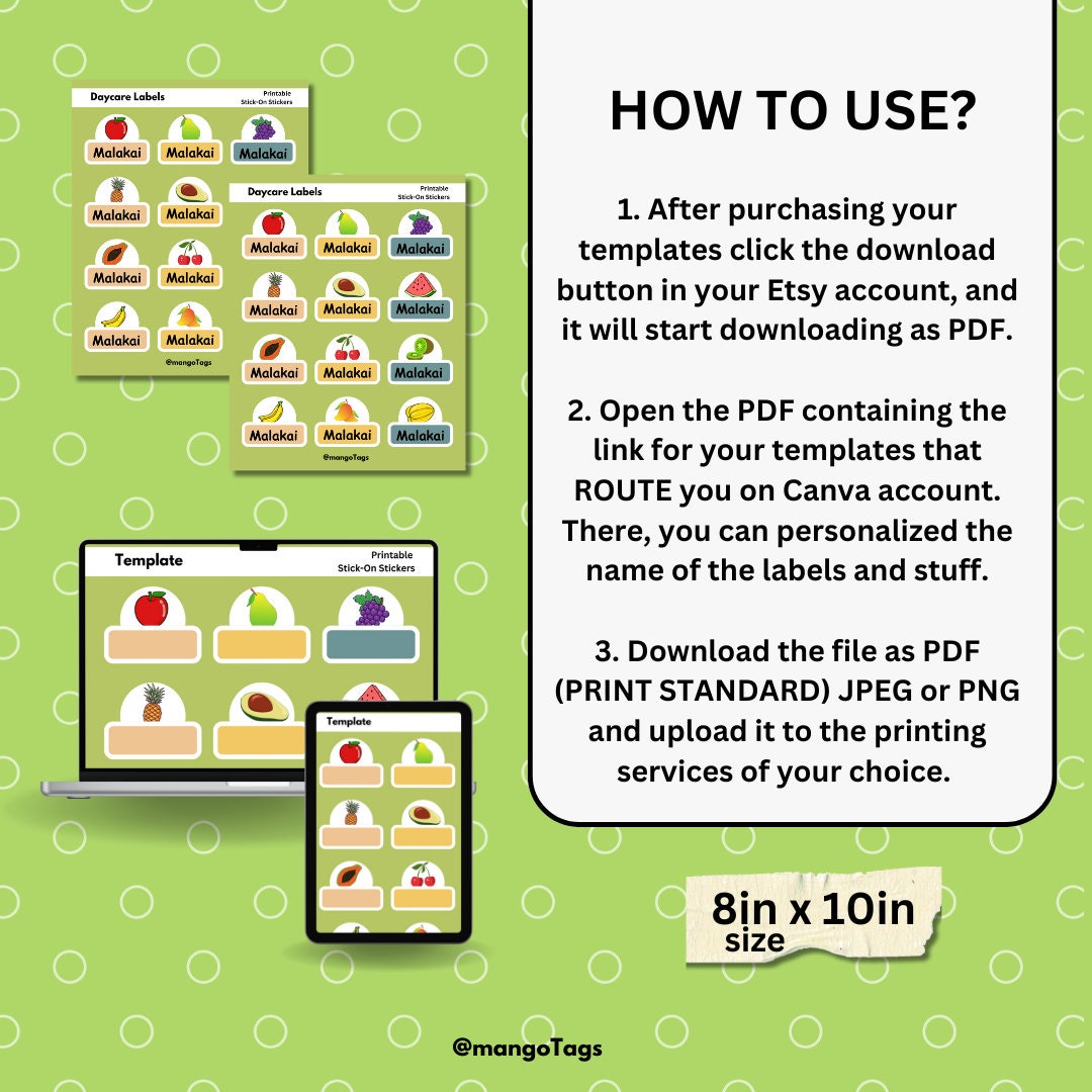 Daycare Labels Printable Canva Template School Supplies Labels Daycare ...