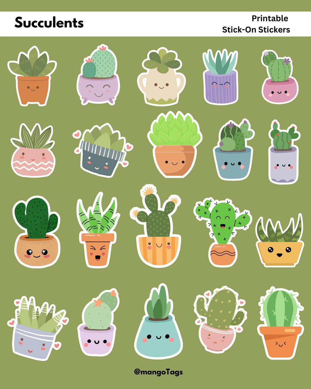 Succulent SVG Printable Stickers Plants, PNG Design Sticker, Stickers ...