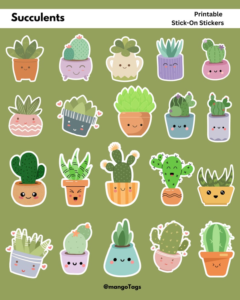 Succulent SVG Printable Stickers Plants, PNG Design Sticker, Stickers ...