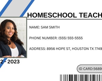 Homeschool Id Card Editable, Homeschool MOM, Custom Id Printable ...