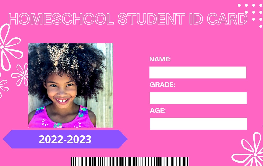 Homeschool Id Card Editable Homeschool Child Id Custom Id - Etsy