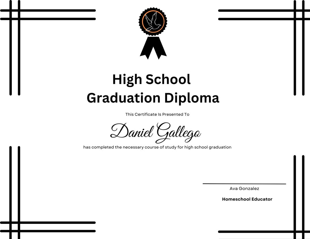 HOMESCHOOL Graduation Diploma High School Homeschooling Diploma - Etsy