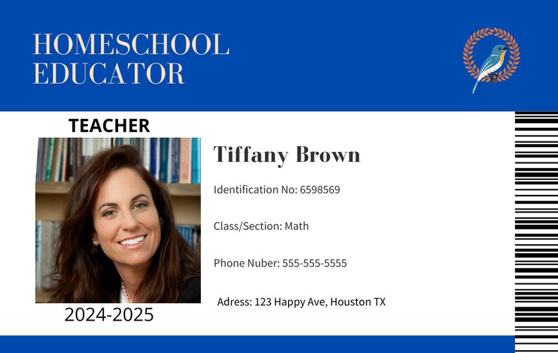 Home School Educator ID Card Homeschool Teacher Homeschool Mom and Dad ...