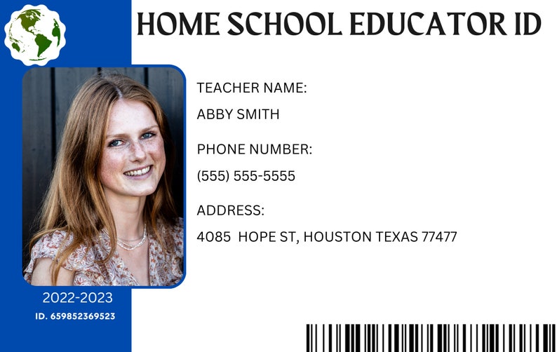 Homeschool Id Card Editable Homeschool MOM Custom Id - Etsy