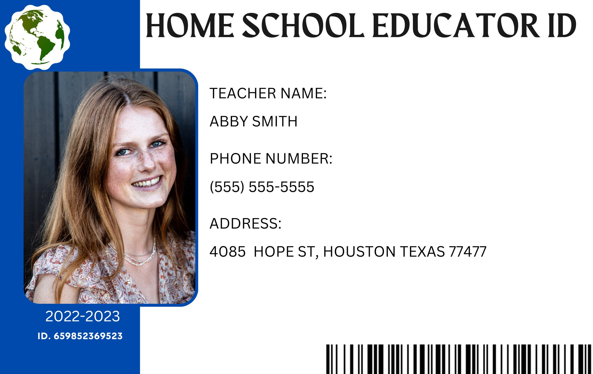 Homeschool Id Card Editable Homeschool MOM Custom Id - Etsy