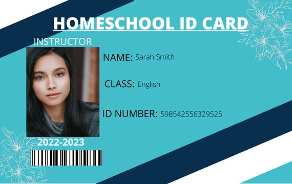Homeschool Id Card Editable Homeschool MOM Custom Id - Etsy