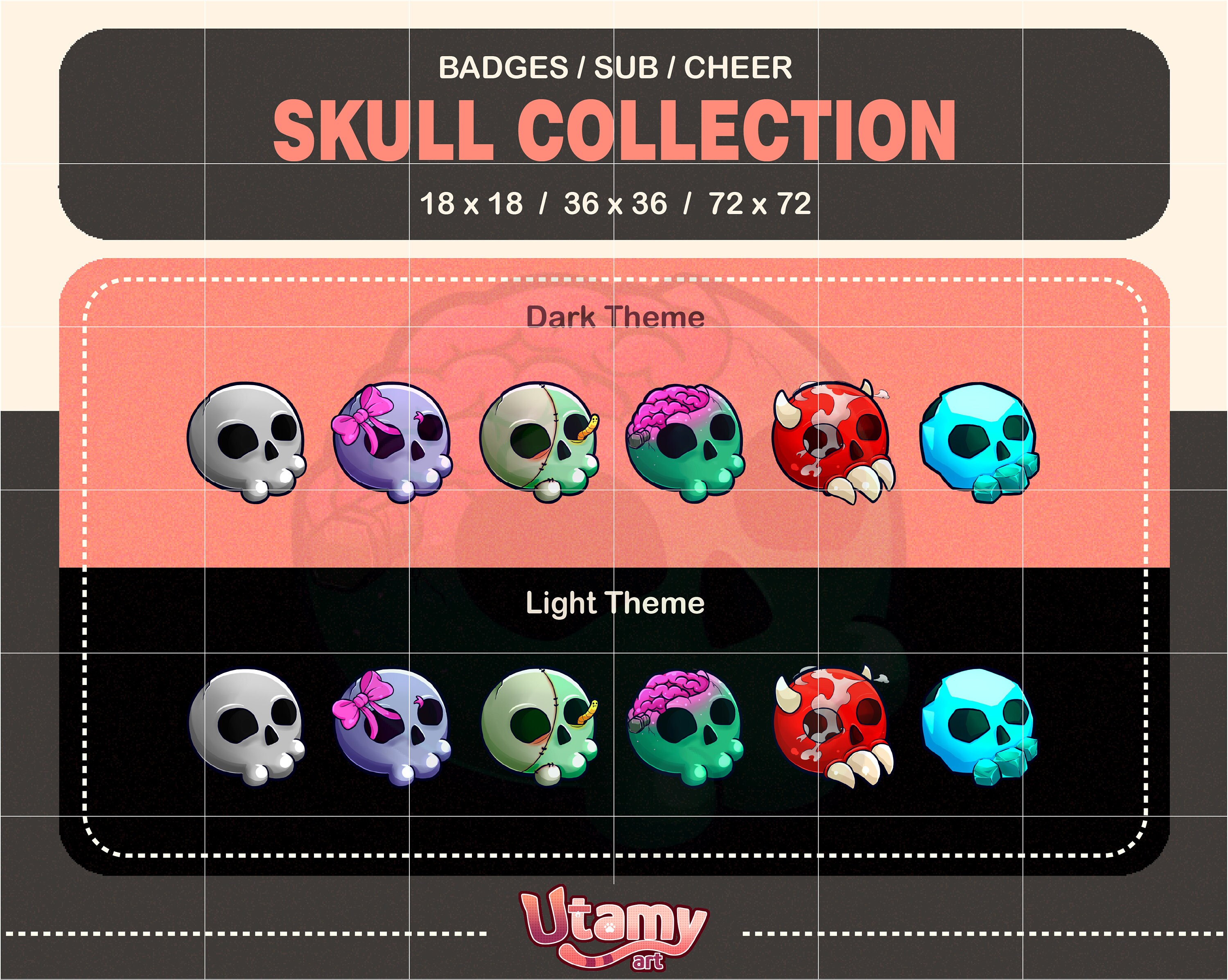 Skull Badges | Skull Twitch Badges | Twitch Halloween Badges ...