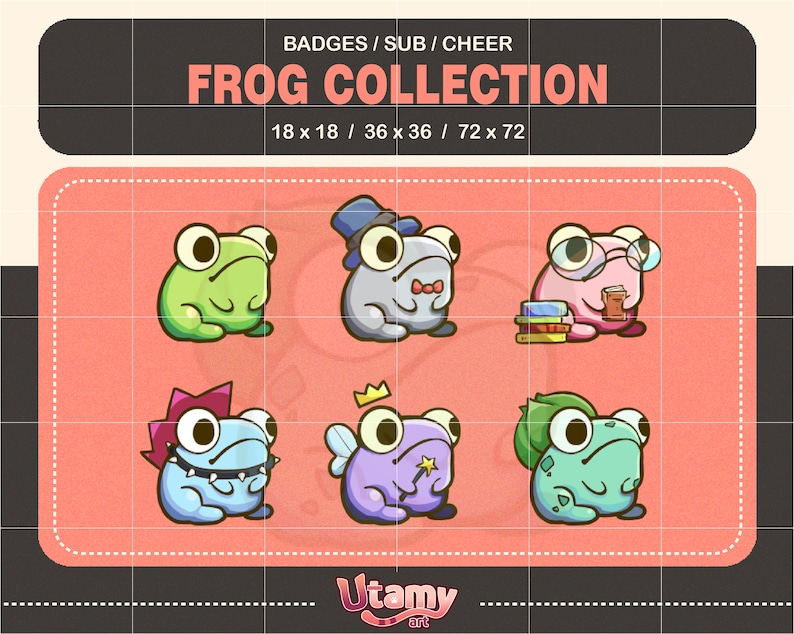 Frog cute badges | Twitch badges | Emblemas | Cheer Bit Stream - Etsy ...