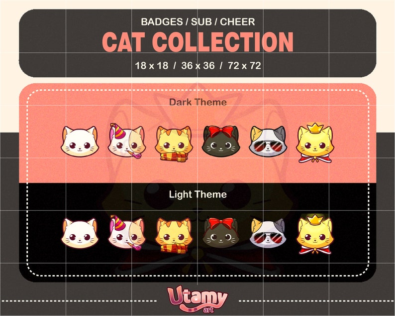 Cute Cat Badges | Twitch Cat Badges | | Emblems Cheer Bit Stream - Etsy