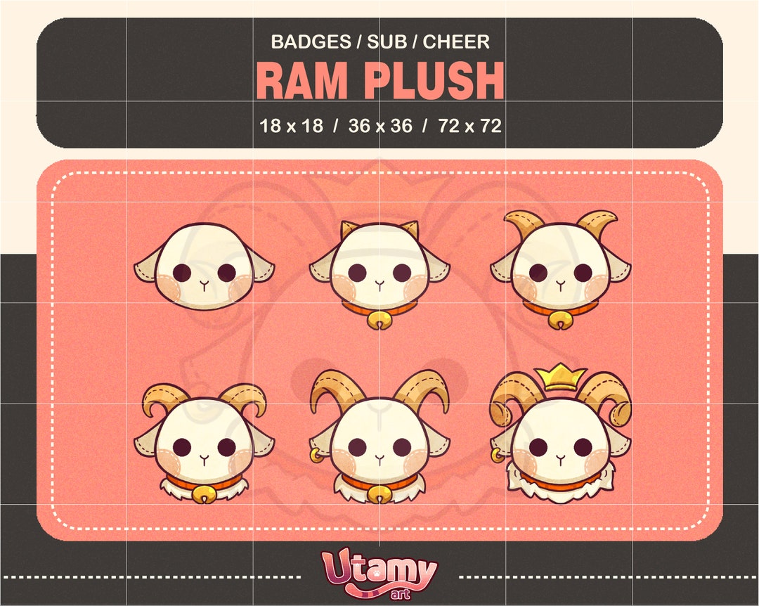 Cute Ram Plush Badges | Twitch Badges | | Emblems Cheer Bit Stream - Etsy