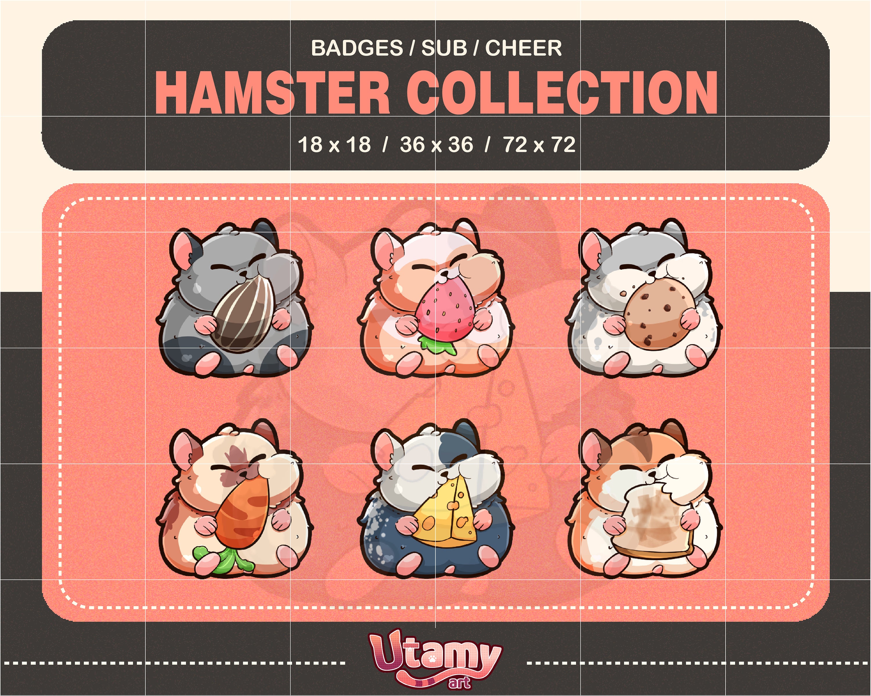 Hamster Cute Badges | Twitch Badges | | Emblems Cheer Bit Stream - Etsy