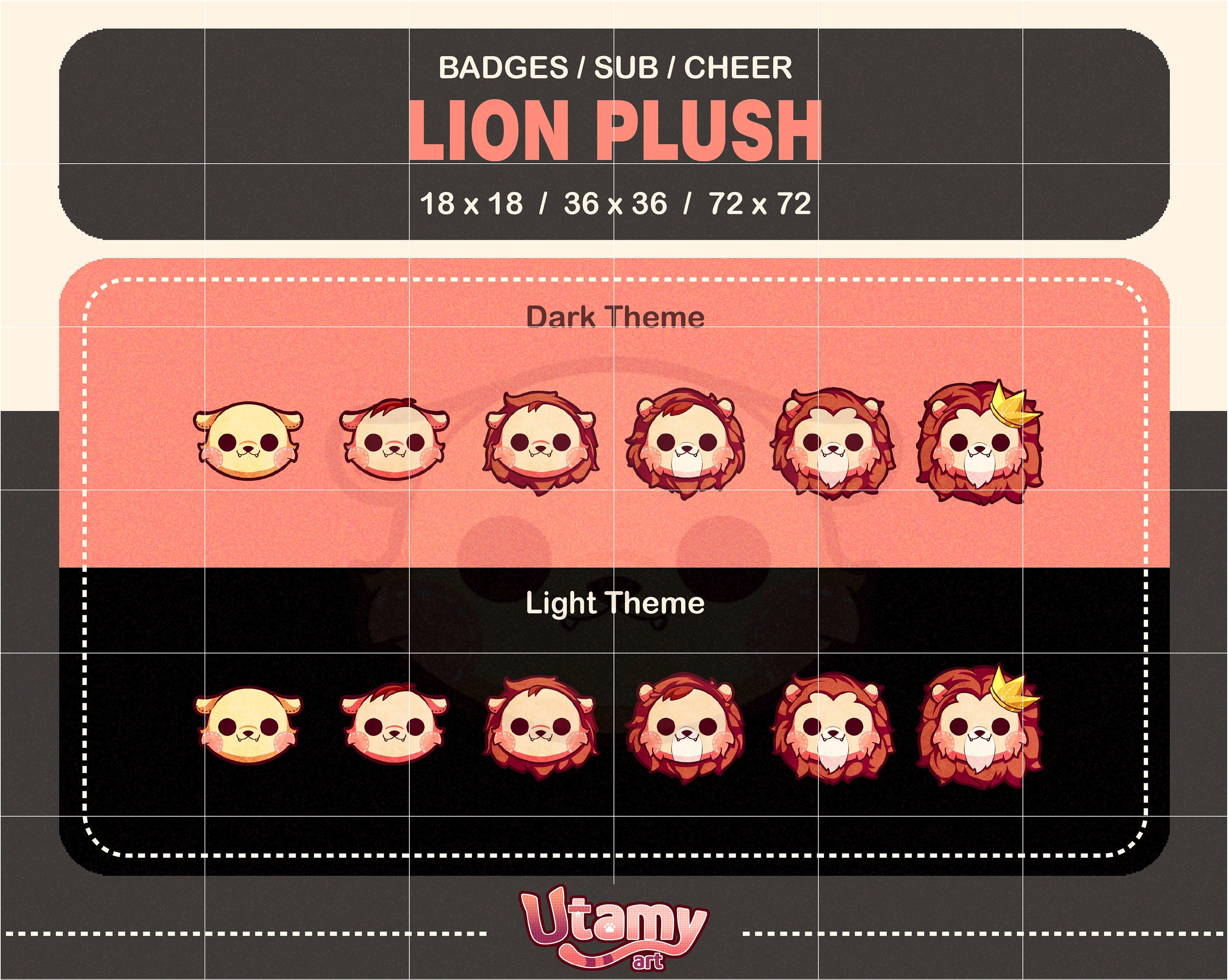 Cute Lion Plush Badges | Twitch Badges | | Emblems Cheer Bit Stream - Etsy