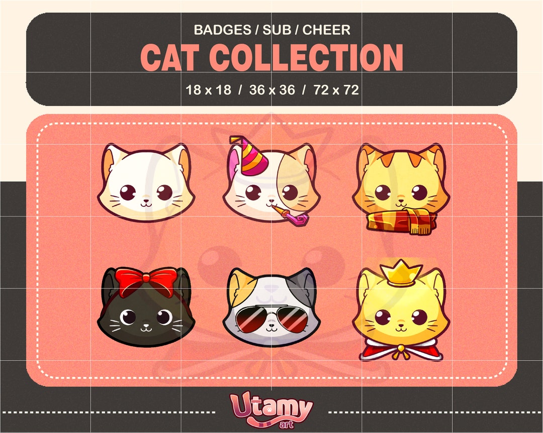 Cute Cat Badges | Twitch Cat Badges | | Emblems Cheer Bit Stream - Etsy