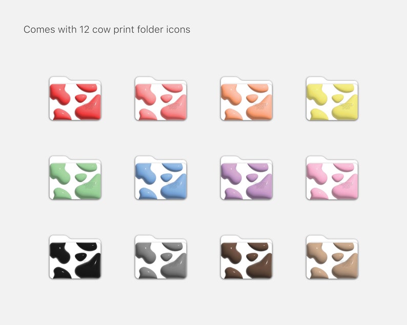 Cow Print Desktop Icon Set 12 Cow Print Folder Icons for Mac - Etsy ...