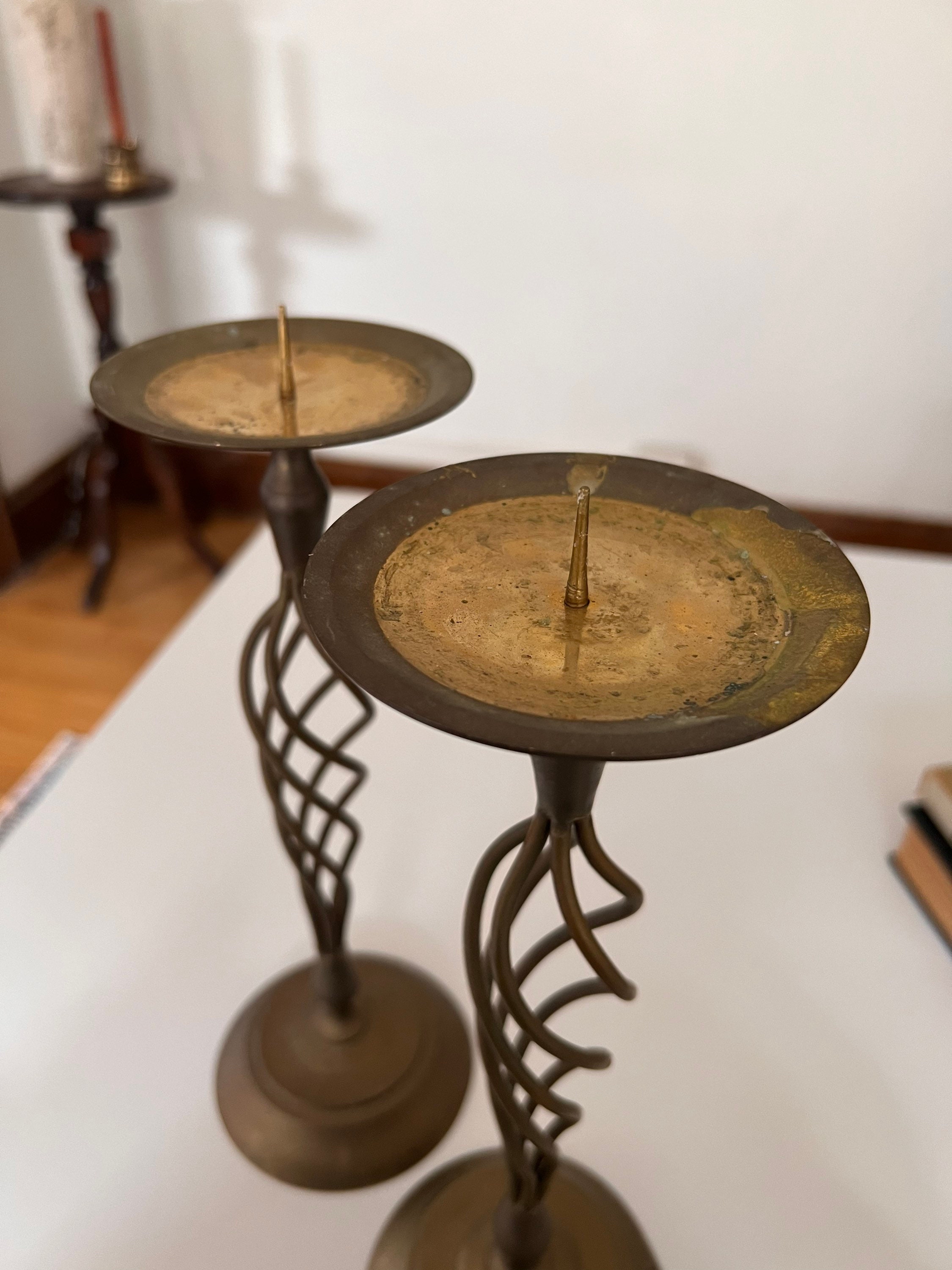 VTG Brass Pillar Candle Holders Unique Barley Twist Design - Etsy