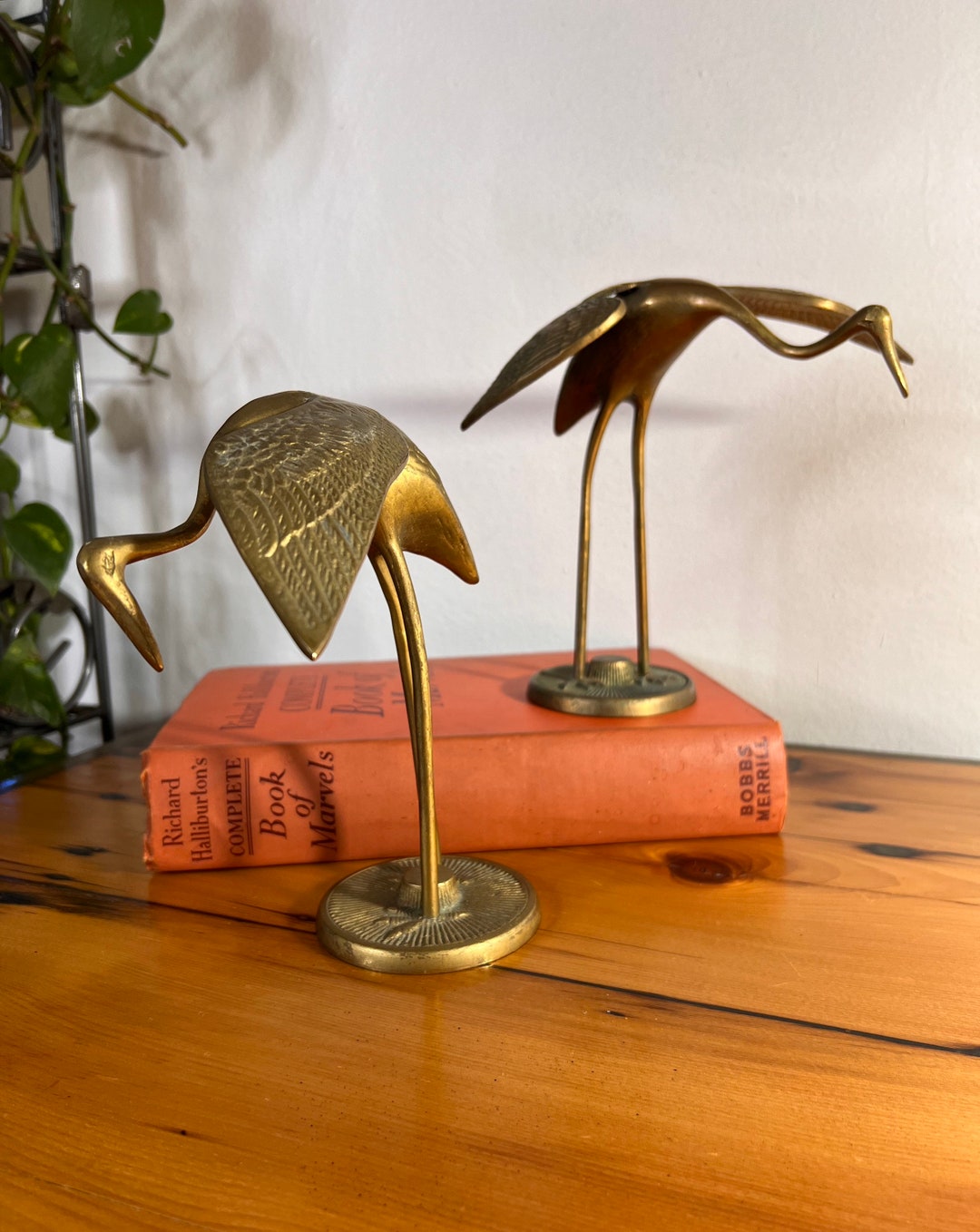 Vintage Solid Brass Cranes - Set of Two - Etsy