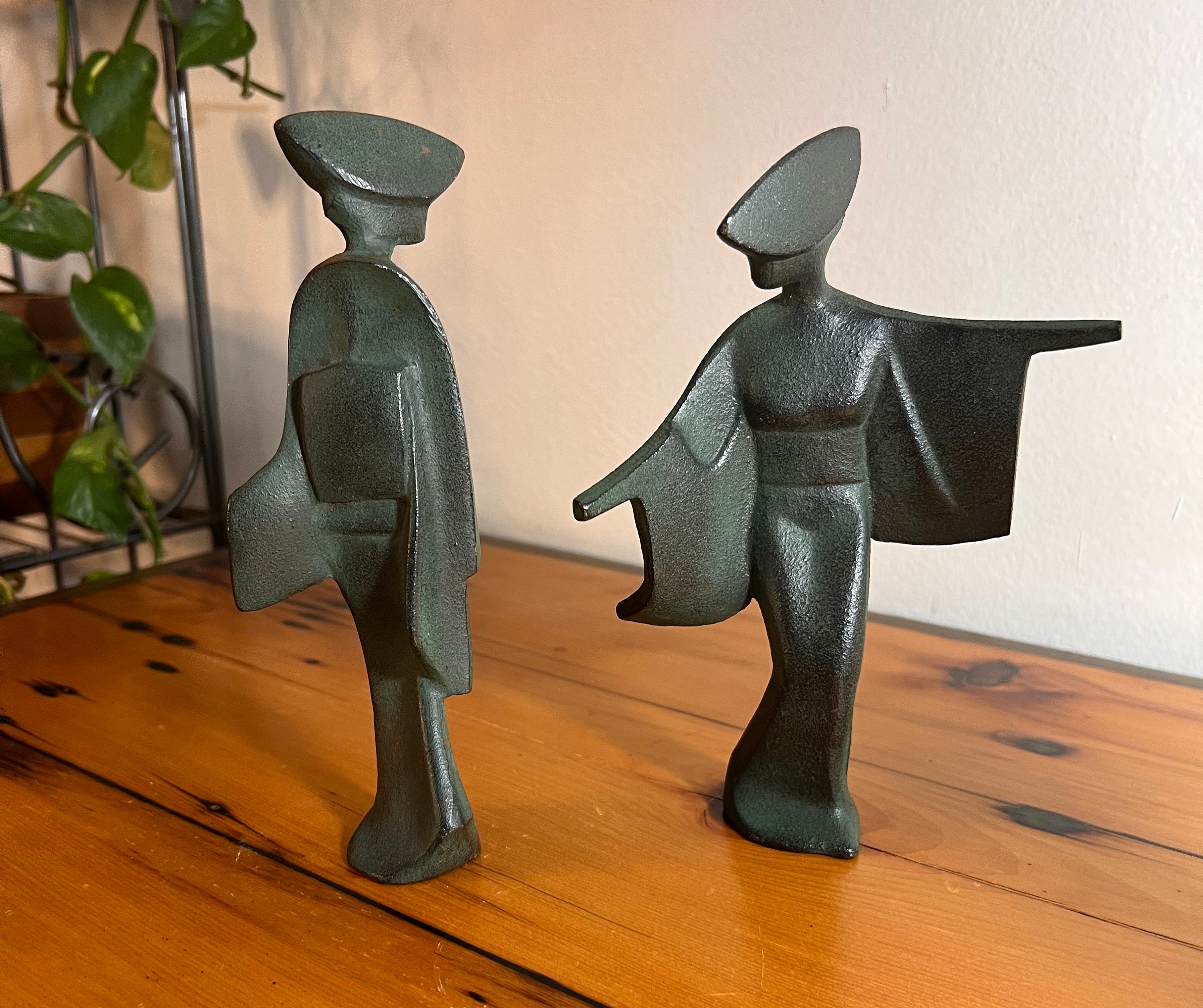 2 Vintage Cast Iron Minimalist Japanese Ladies/geisha Figurines - 7 ...