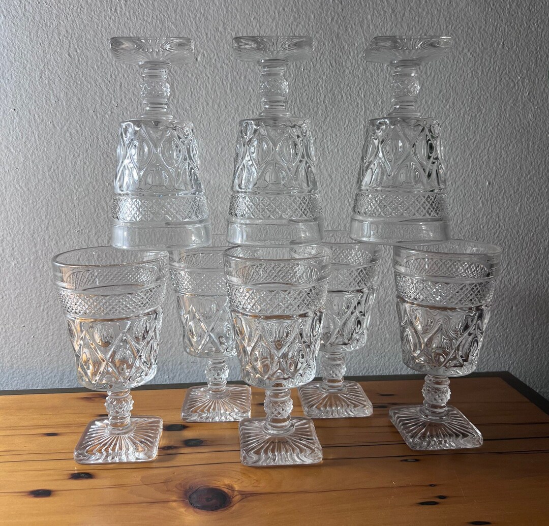 8 Vintage Imperial Glass Quilted Diamond Goblets (set of 8). - Etsy