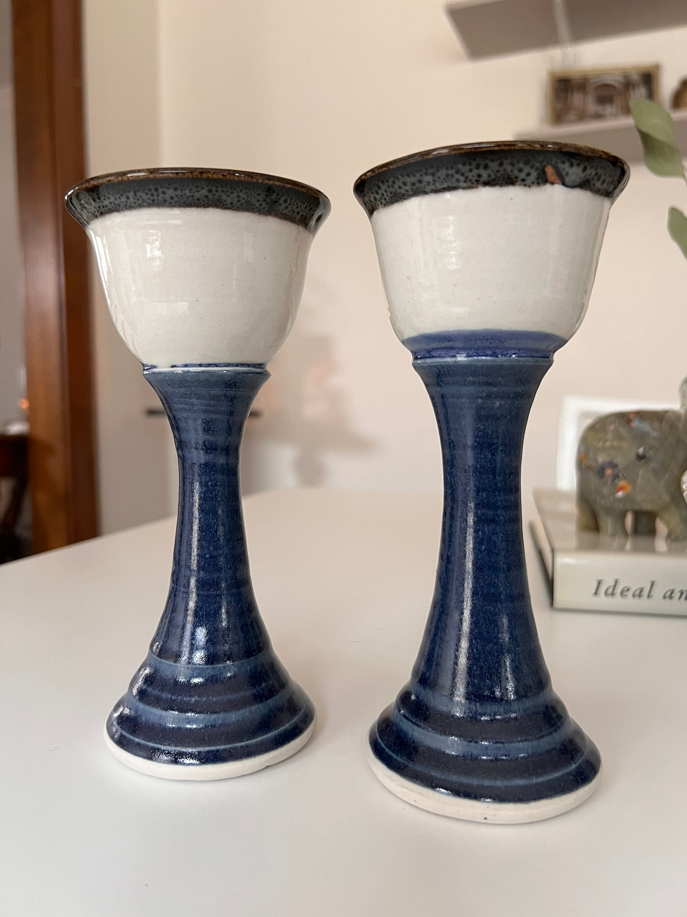 Studio Pottery Pair of Ceramic Goblets - Artist Signed - 7” - Etsy