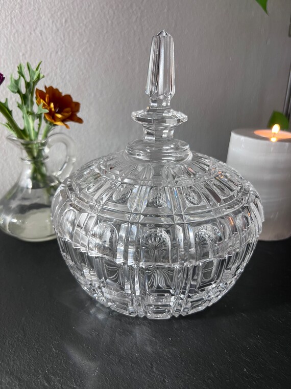 Vintage Art Deco Golden Crown Lead Crystal Large Candy Dish - Etsy