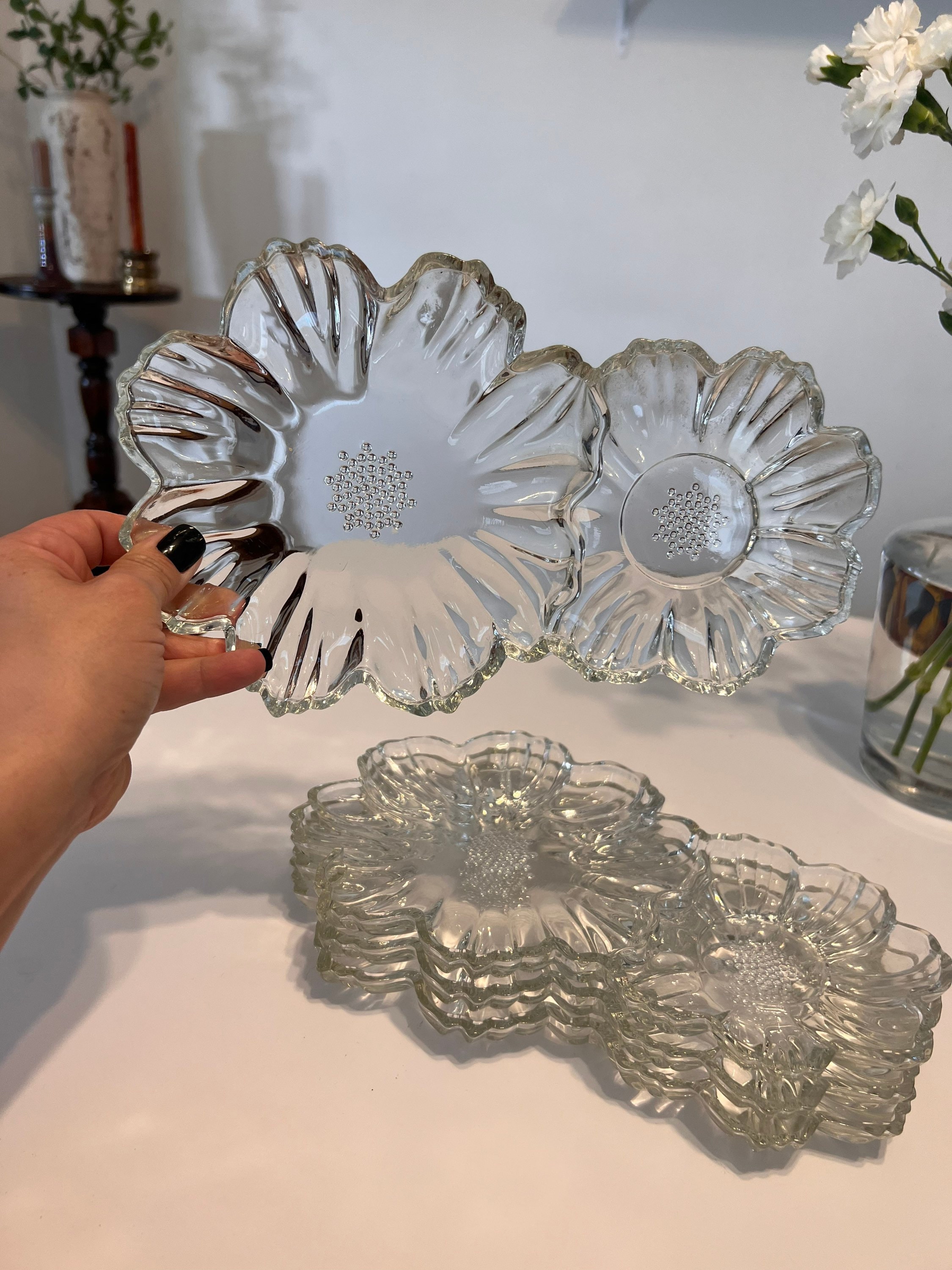 Hazel Atlas Daisy Flower Glass Snack Plates Set of 4 - Etsy