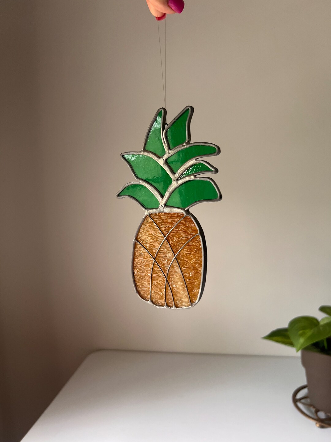 Vintage Stained Glass Pineapple Suncatcher - Etsy