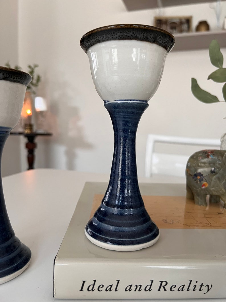 Studio Pottery Pair of Ceramic Goblets - Artist Signed - 7” - Etsy