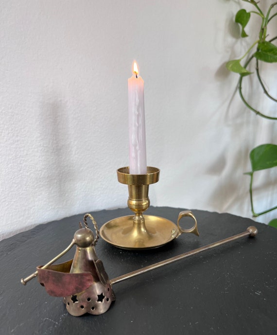 Vintage Solid Brass Candlestick Holder & Mixed Metal Brass and - Etsy