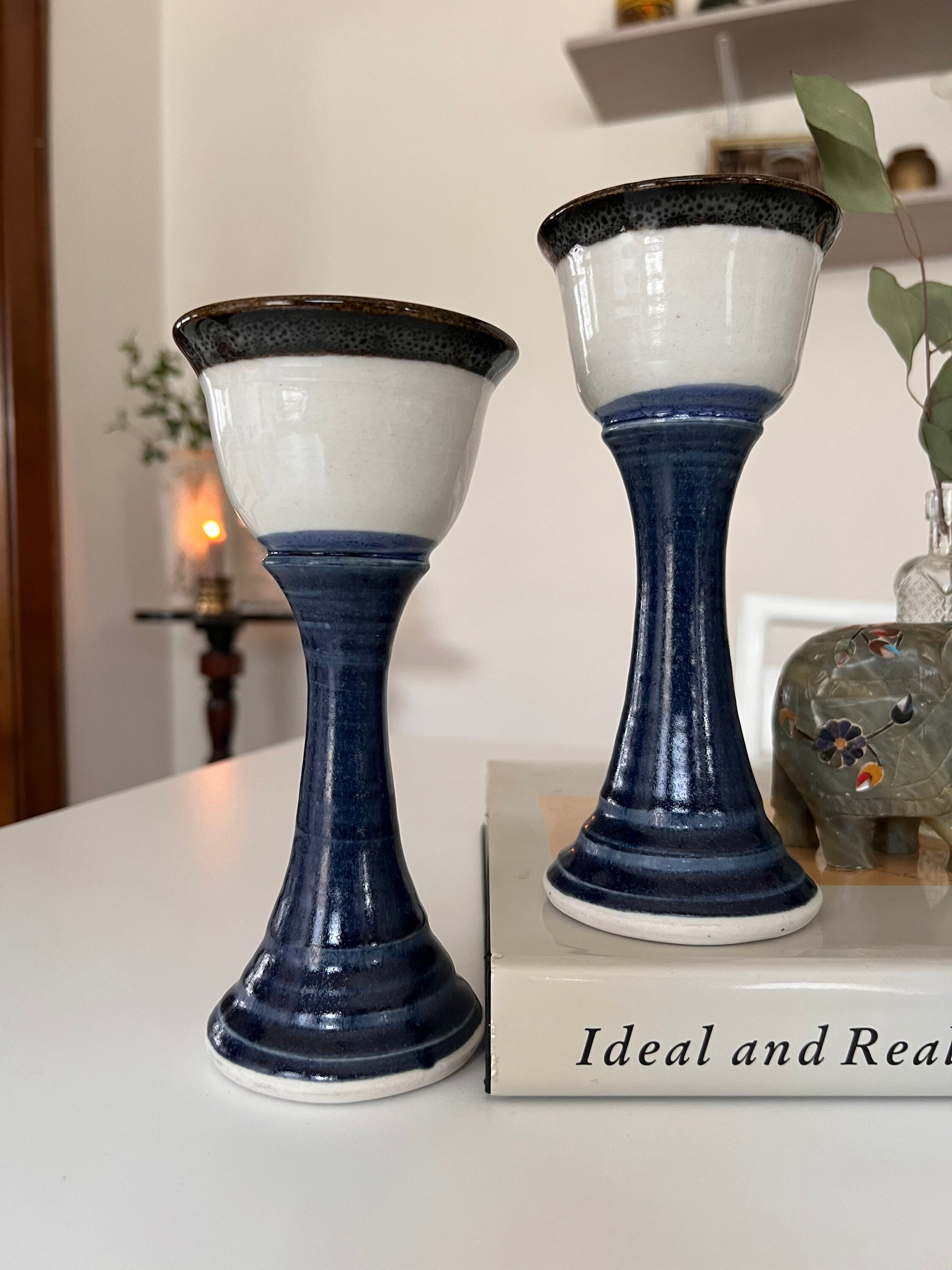 Studio Pottery Pair of Ceramic Goblets - Artist Signed - 7” - Etsy