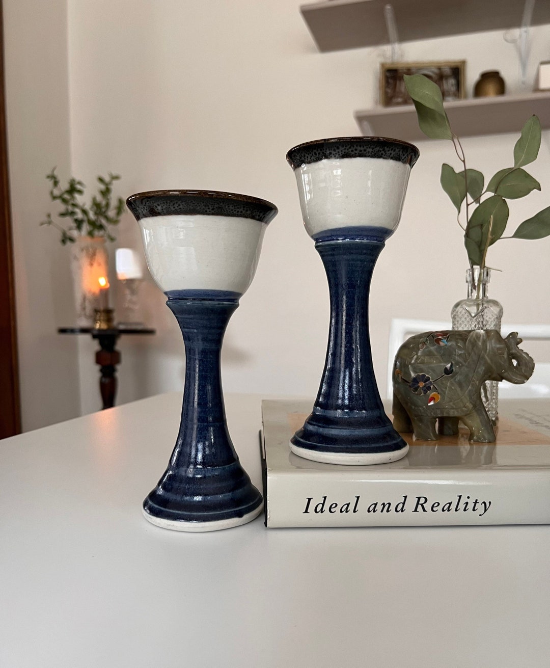 Studio Pottery Pair of Ceramic Goblets - Artist Signed - 7” - Etsy