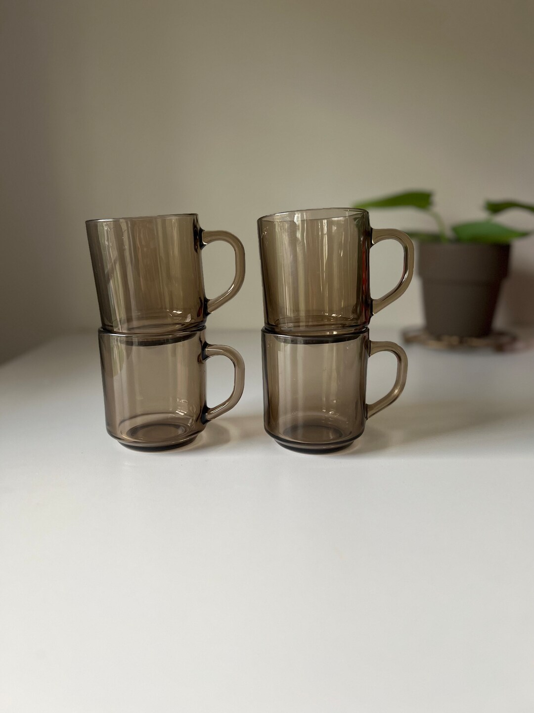 Vintage Arc International Smokey Brown Mug Set of 4 - Made in France - Etsy