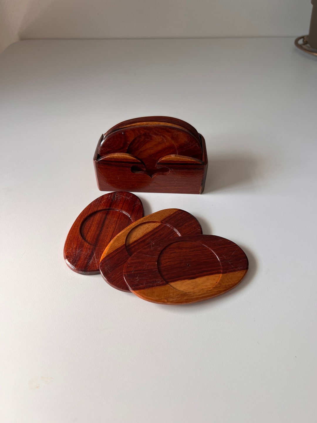 Vintage Handmade Wooden Juice Glass Coasters - Etsy