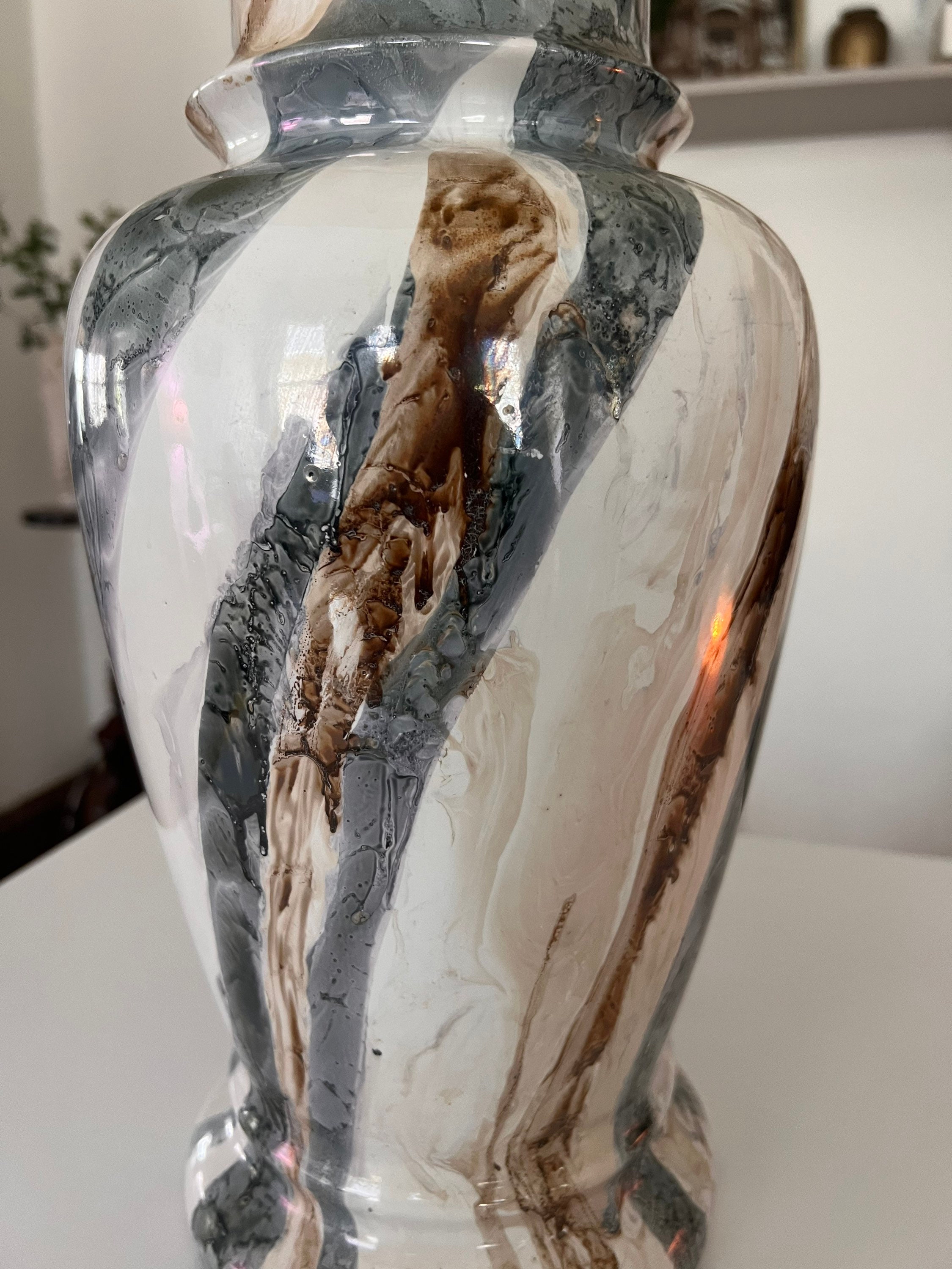 Vintage 29” Mid Century Faux Marble Lustre Ceramic Table Lamp - Etsy