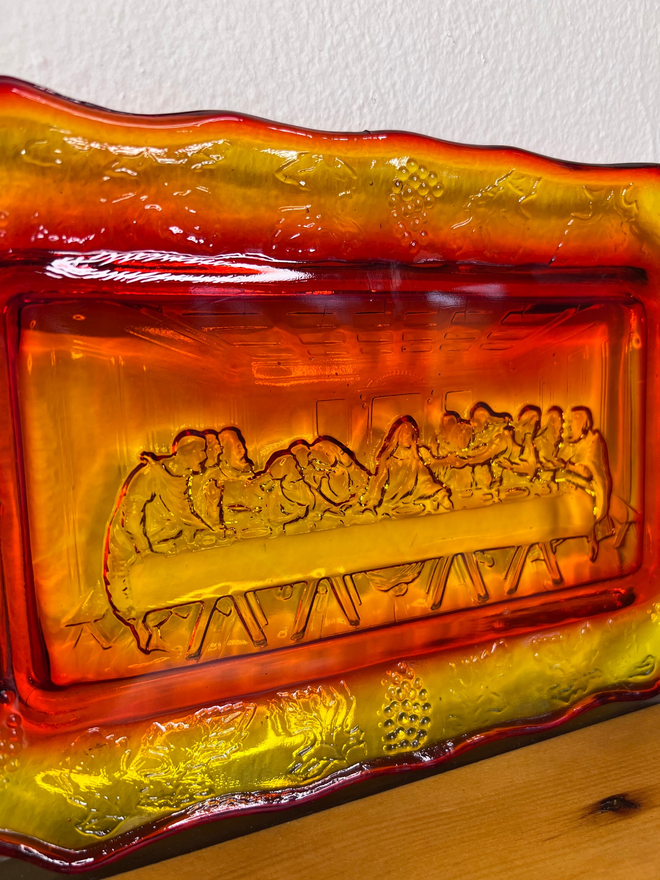 Vintage Amberina the Last Supper Glass Bread Plate Orange - Etsy