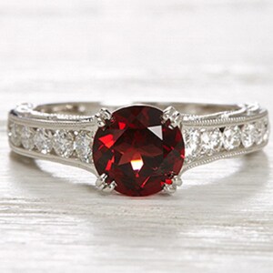 Victorian 2 CT Red Ruby Diamond Ring, 10K 14K 18K Solid White Yellow ...