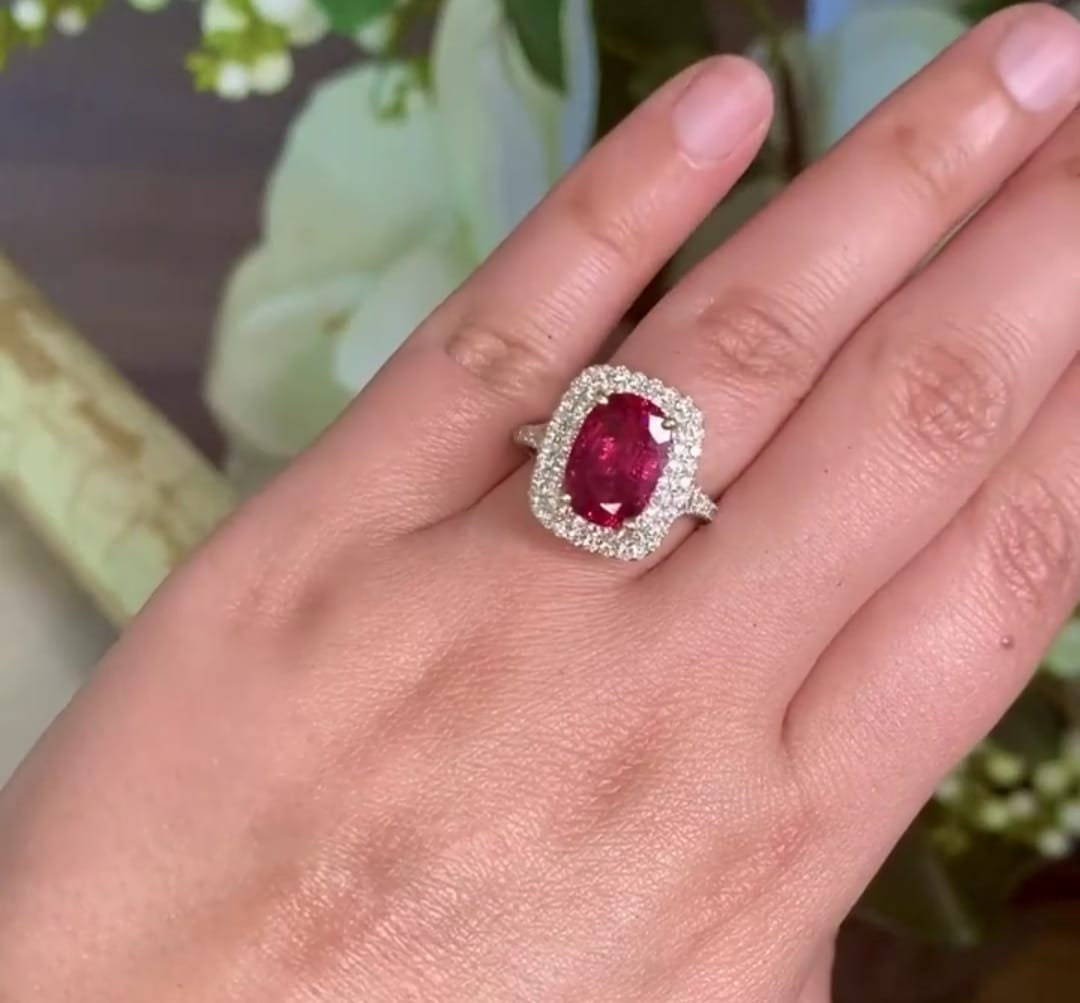 5 CT Red Oval Cut Ruby Diamond 10K 14K 18K Solid White and Rose Gold ...