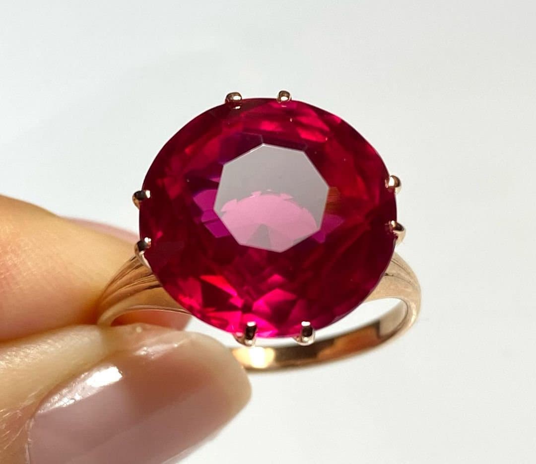 6 CT Red Round Cut Ruby 10K 14K 18K Solid Rose Gold Engagement Ring ...