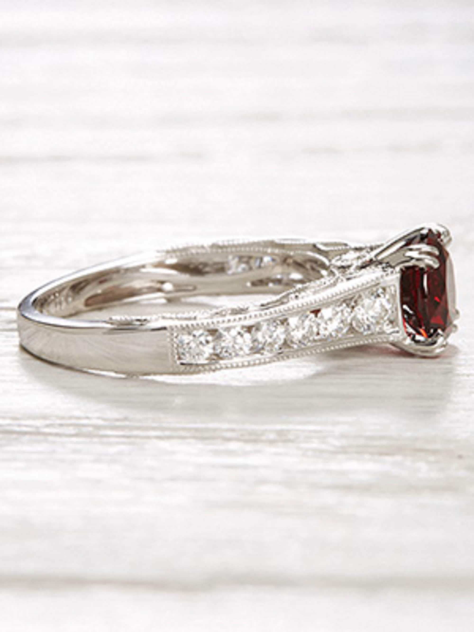 Victorian 2 CT Red Ruby Diamond Ring 10K 14K 18K Solid White - Etsy