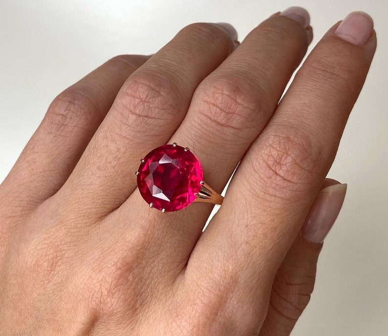 6 CT Red Round Cut Ruby 10K 14K 18K Solid Rose Gold Engagement Ring ...