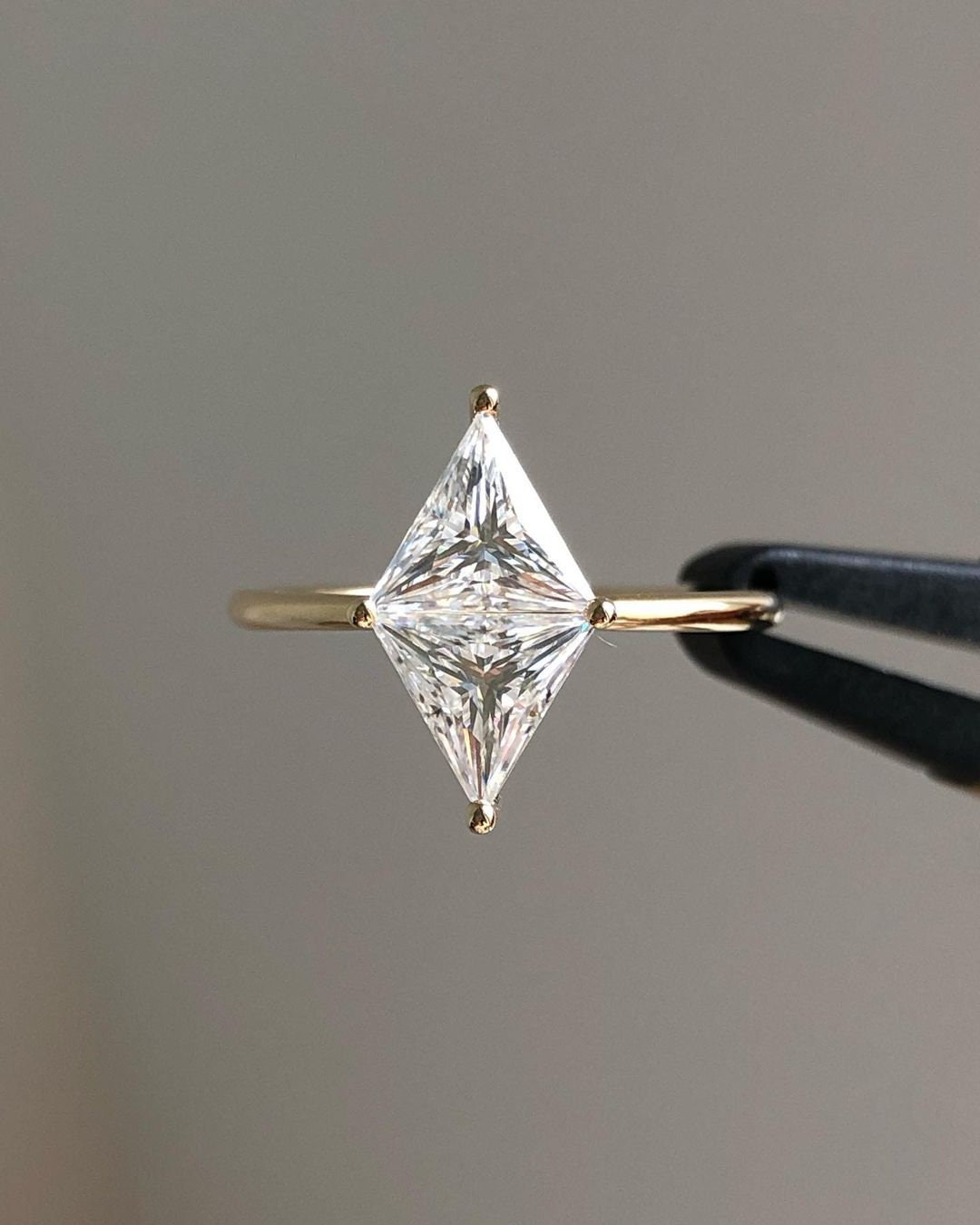 2 CT Kite Cut Forever Moissanite Diamond Ring 10K 14K 18K Solid Yellow ...