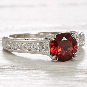 Victorian 2 CT Red Ruby Diamond Ring, 10K 14K 18K Solid White Yellow ...