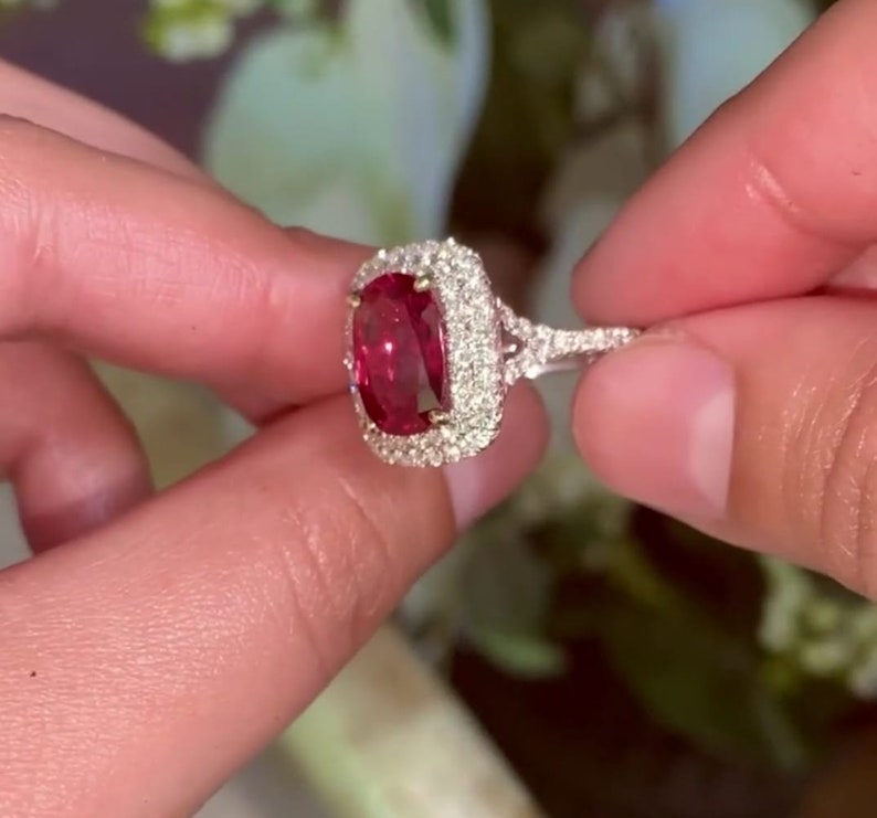 5 CT Red Oval Cut Ruby Diamond 10K 14K 18K Solid White and Rose Gold ...