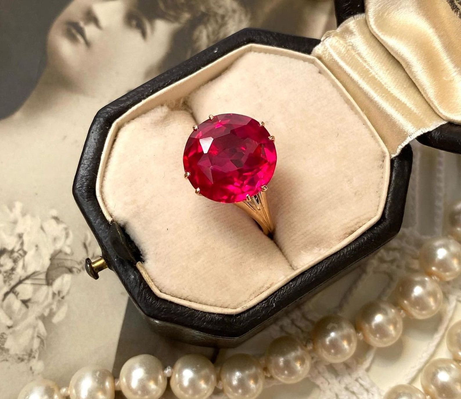 6 CT Red Round Cut Ruby 10K 14K 18K Solid Rose Gold Engagement Ring ...