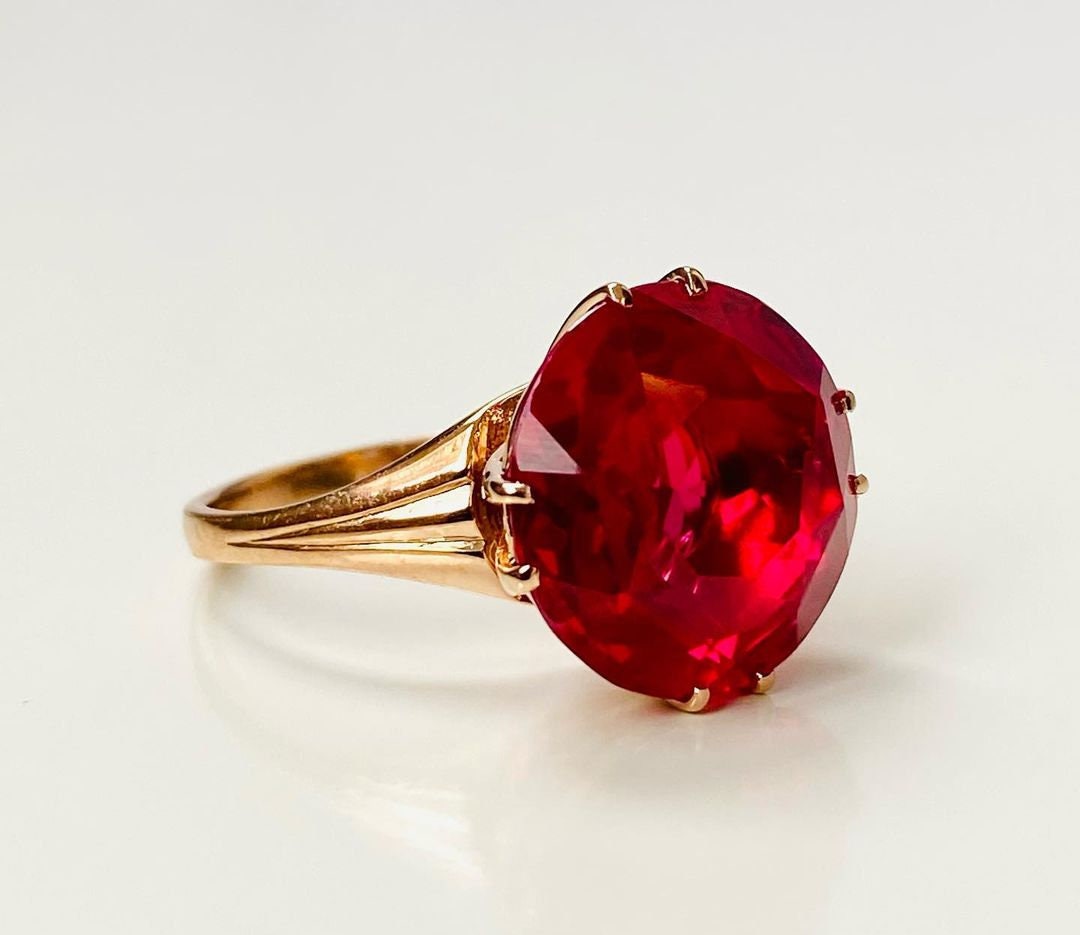 6 CT Red Round Cut Ruby 10K 14K 18K Solid Rose Gold Engagement Ring ...